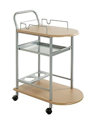 Haku Möbel Küchenwagen alu, buche, MDF, Metall - Maße: B 65 cm x H 83 cm x T 35 cm, Style: Modern