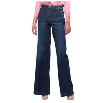 Kocca Ausgestellte High-Waist Jeans mit Knopfdetails - - Jeans - Damen - Blau - XL