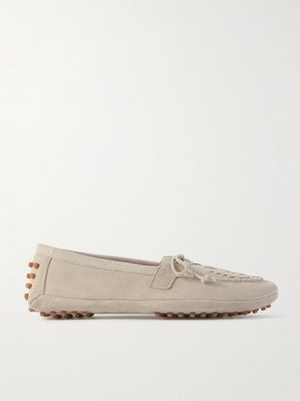 Le Monde Beryl Loafers Aus Veloursleder Mit Stickereien - Grau