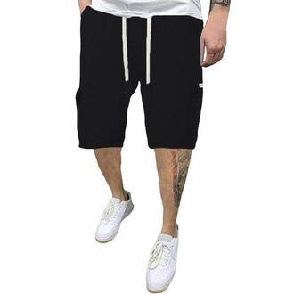 Generic Short cargo d&eacute;contract&eacute; pour homme - Couleur unie - L&eacute;ger - Pour l&eacute;t&eacute; - Travail en plein air - Avec poches, Noir, XL
