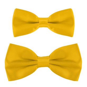 DonDon Vater-Sohn Fliegen Set im Partnerlook, bereits gebunden und verstellbar - Gelb