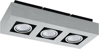 Eglo LED Deckenleuchte Loke 1, 3 flammige Aufbauleuchte Modern aus Aluminium und Stahl, Deckenlampe in Geb&uuml;rstet, Chrom, Schwarz, Aufbaulampe mit GU10 Fass