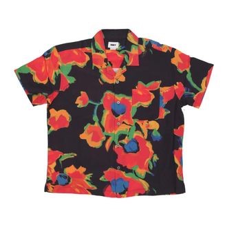 Obey Schwarzes Blumen Kurzarmhemd - - Shirts - Herren - Mehrfarbig - S