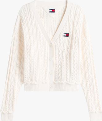 Tommy Hilfiger Cardigan coupe carr&eacute;e en maille torsad&eacute;e de coton
