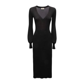 Elisabetta Franchi Femme, Robes, Noir, Taille: 40 FR V-Neck Knitted Dress