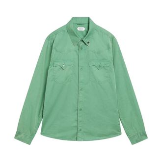 Versace Cotton Regular Shirt - - Shirts - Herren - Gr&uuml;n - M
