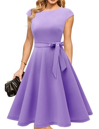 Dresstells Cocktailkleid Damen Festliche Kleider 1950er Knielang Rockabilly Hochzeitkleid Vintage Swing Festlich Elegante Lavendel Abendkleid Kurz Weihnachtsklei