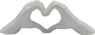 Gilde Moderne Skulptur Dekofigur Hand Heart aus Keramik 31x11x7 cm (wei&szlig;)