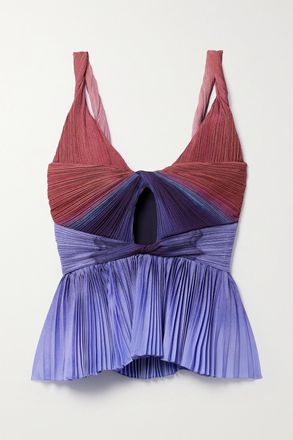 Altuzarra Minoa Oberteil Aus Plissiertem Cr&ecirc;pe De Chine Mit Twist-details, Cut-out Und Batikmuster - Lila
