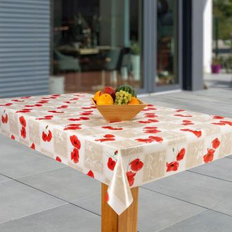 Laro Wachstuch-Tischdecke Abwaschbar Garten-Tischdecke Wachstischdecke PVC Plastik-Tischdecken Eckig Meterware Wasserabweisend Abwischbar, Muster:Monblume,