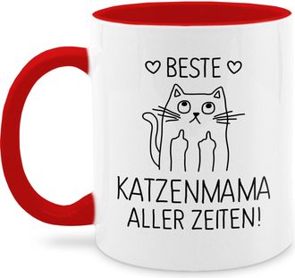 Shirtracer Tasse Tassen 325ml - Statement Sprüche - Beste Katzenmama aller Zeiten schwarz - 325 ml - Rot - spruchtasse sarkasmus kaffetassen spruchtassen spruch 
