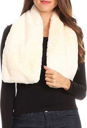 Sakkas 16112 - Malen long Rectangle en fausse fourrure chaude de Wrap Furry doux Autour Scarf Loophole - Cr&egrave;me - OS