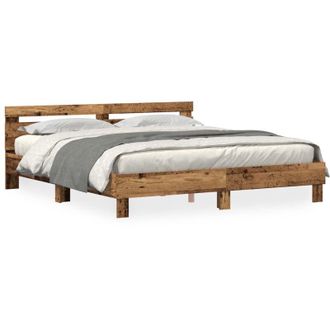 vidaXL Cadre de lit Bois ancien 200 x 200 cm Bois ding&eacute;nierie Vidaxl