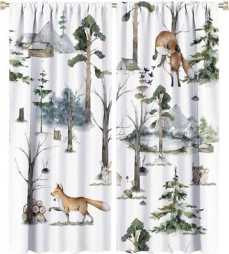 Generic Verdunkelungsvorhang 3D Tier Fuchs Kaninchen Lichtundurchl&auml;ssige Vorhang Mit &Ouml;sen F&uuml;r Schlafzimmer Wohnzimmer Kinderzimmer Ger&auml;uschreduzierung Zum Sch