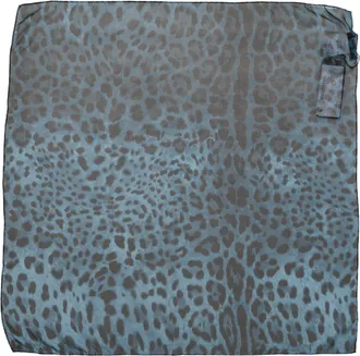 Dolce & Gabbana Leopard Print Silk Scarf - Blue