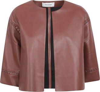 Yves Salomon Femme, Vestes, Brun, Taille: 40 FR Veste en agneau d&eacute;coup&eacute;e au laser
