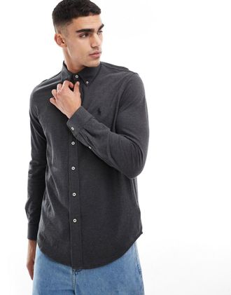 Polo Ralph Lauren Chemise en piqu&eacute; avec logo embl&eacute;matique - Anthracite chin&eacute;-Gris