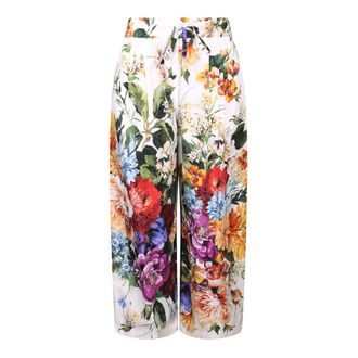 Dolce & Gabbana Femme, Pantalons, Multicolore, Taille: 36 FR Pantalon en popeline &agrave; imprim&eacute; bouquet de fleurs