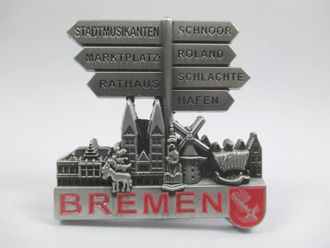 Generic Bremen Magnet Roland Stadtmusikanten Schlachte Schnoor Souvenir Germany