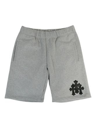 Chrome Hearts short de sport &agrave; patch logo - Gris