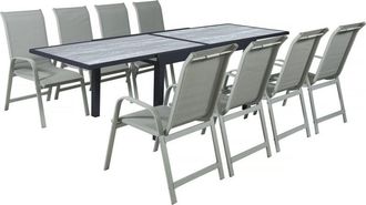 Habitat et Jardin Garten-Essgruppe ausziehbar aus Aluminium Lagos - 140/280 x 90 x 76 cm - 8 Personen - Hellgrau