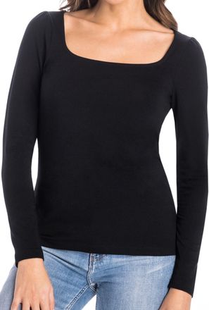 Teyli Langarmshirt Damen Baumwolle - Figurbetontes Damen Shirt - Longsleeve Women - Basic Oberteile Women - Schwarzes Frauen T-Shirt Langarm - Alltag & B&uuml;ro