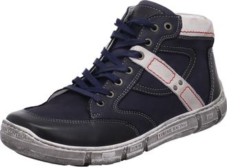 Krisbut Herren Schn&uuml;rboots aus Echtleder in Blau Wei&szlig; mit kuscheligem Innenfutter und Rei&szlig;verschluss blau Gr. 45