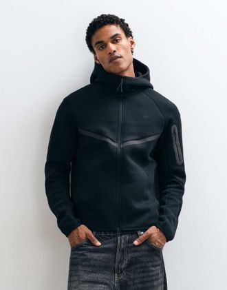 Nike Tech Fleece reflektierende Jacke mit durchgehendem Rei&szlig;verschluss in Schwarz