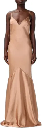 Elisabetta Franchi Suede Satin Gown Dress - - Dresses - Damen - Beige - L