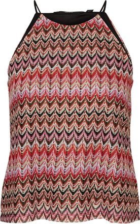 Vero Moda Damen Vmdicte Halterneck JRS Top, Bittersweet/Pattern:Bon Bon + Navy B + Snow W + Etc, S EU