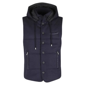 Gran Sasso Gilet Flanelle &agrave; Capuche - Homme - Vestes - Bleu - Taille: XL