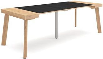 Skraut Home | Ausziehbarertisch | Multifunktionaler ausziehbarer | 220 | F&uuml;r 10 G&auml;ste | H&ouml;lzerne Beine | Moderner Stil | Eiche Schwarz