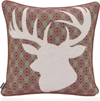 H.O.C.K. Harry Hirsch Wendekissen inkl. F&uuml;llung Zierkissen Dekokissen mit Keder 45x45cm Herbst/Winter (45x45cm, Natur)