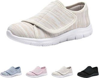 Generic Chaussures orthop&eacute;diques extra larges pour femme - Fermeture facile - R&eacute;glables - Chaussures de marche d&eacute;contract&eacute;es et l&eacute;g&egrave;res - Talon plat - Semelle