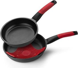 Bra Premiere | Set aus 20 und 24 cm großen Bratpfannen aus Aluminiumguss mit Antihaftbeschichtung, geeignet für alle Herdarten, einschließlich Induktion, 