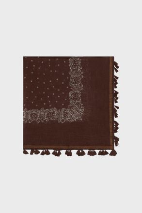 Gerard Darel Carr&eacute; imprim&eacute; en coton et soie - DONIA - Marron