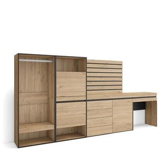 Skraut Home | Schuhregal, Schuhschrank | Schuhaufbewahrung | 297x145x35 | F&uuml;r Schlafzimmer | Offener Kleiderschrank | Kommode mit Schubladen | Lamellenwand Holz |