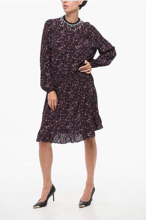 Dsquared2 Pleated Dress with Rhinestone Neck size 38