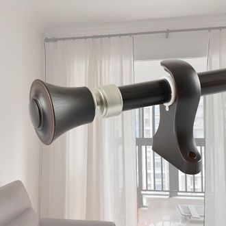 Generic 70 cm Lange Gardinenstange F&uuml;r Die Wandmontage, Holzmaserungs-Design, Aluminiummaterial, R&ouml;mische Vorhangstange F&uuml;r Wohnzimmer, Schlafzimmer, B&uuml;ro-Rau