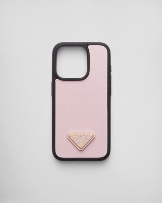 Prada iPhone-15-Pro-H&uuml;lle aus Saffiano-Leder