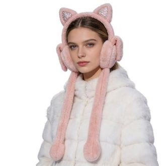 Generico Cache-oreilles dhiver pour femmes - Confortable et l&eacute;ger, enveloppant en peluche, avec oreilles de lapin, meubles pour filles, pour banlieues, ext&eacute;rie