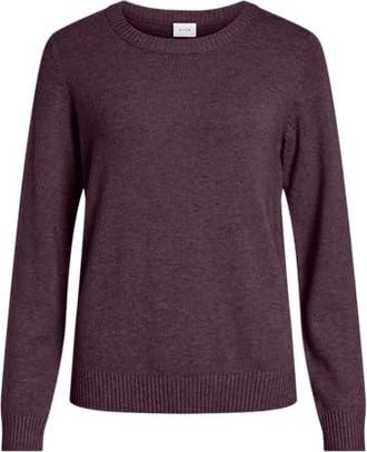 Vila Femme Viril O-Neck L/S Knit Top - Noos Pull-Over, Aubergine, XL
