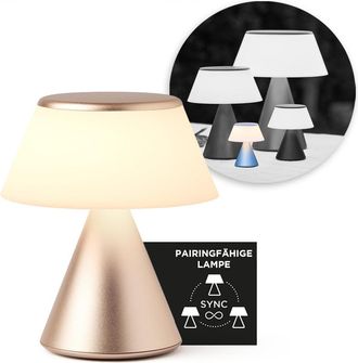 Lexon LUMA S Berührungsempfindliche Nachttischlampe, Kabelloses Nachtlicht mit Dimmfunktion und Mehrlampen-Synchronisierung, 9 LED-Farben, Wiederaufladbar, 