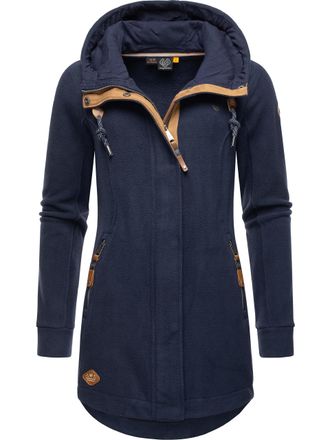 Ragwear Damen Leichter Fleece-&Uuml;bergangsmantel lang windabweisend mit Kapuze Letti Fleece Navy Gr. XS