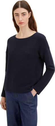 Tom Tailor Damen 1036918 Sweater mit Struktur, 10668 - Sky Captain Blue, XL