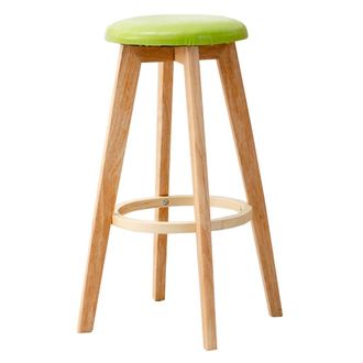 Generic Moderner Retro-Barhocker aus Holz mit Lederkissen, 70 cm Tresenh&ouml;he, f&uuml;r K&uuml;cheninsel, Esszimmer, Caf&eacute;, Restaurant, B&uuml;ro - Gelb