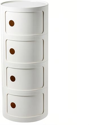 Generic Runder Nachttisch Mit Schubladen 2/3/4 Etagen - Moderner Beistelltisch, Kunststoff Aufbewahrungsschrank Mit Schiebetüren Für Schlafzimmer, Wohnzimmer,