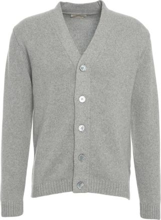 Daniele Fiesoli Homme, Pulls, Gris, Taille: XL Cardigan en cachemire à col en V Grigio Aw25