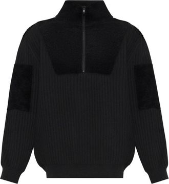 Yohji Yamamoto Gestrickter Sweatshirt mit halbem Rei&szlig;verschluss und Panel-Block-Design - - Knitwear - Herren - Schwarzk - S