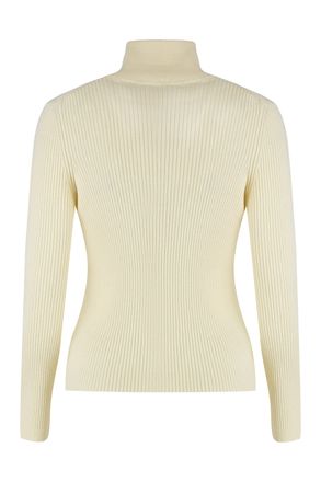 Celine Ribbed Wool Turtleneck Sweater - White